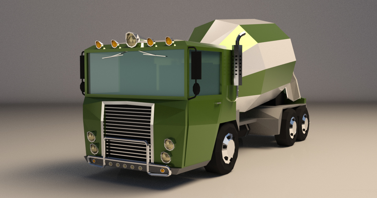 Low Poly Concrete Mixer Truck | 3D Land | Unity Asset Store