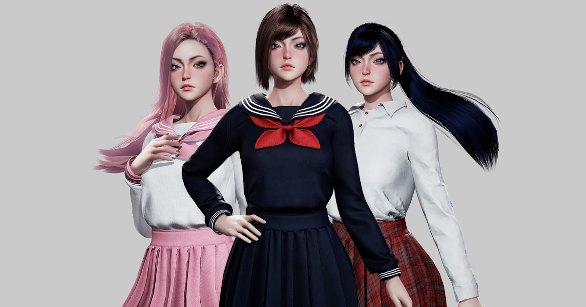 Customizable School Girls | Characters | Unity Asset Store