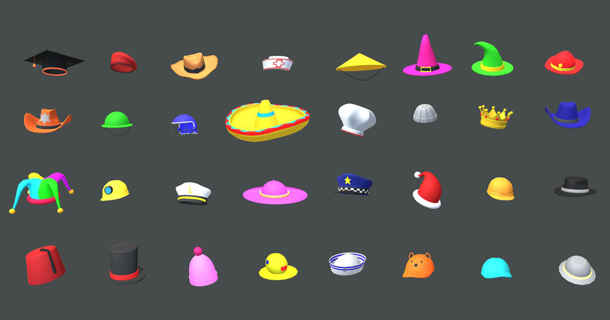 Low poly Hyper hats | 3D Clothing | Unity Asset Store