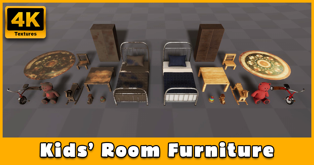 Kids' Room Furniture / Dirty-Clean Versions | 3D Furniture | Unity ...