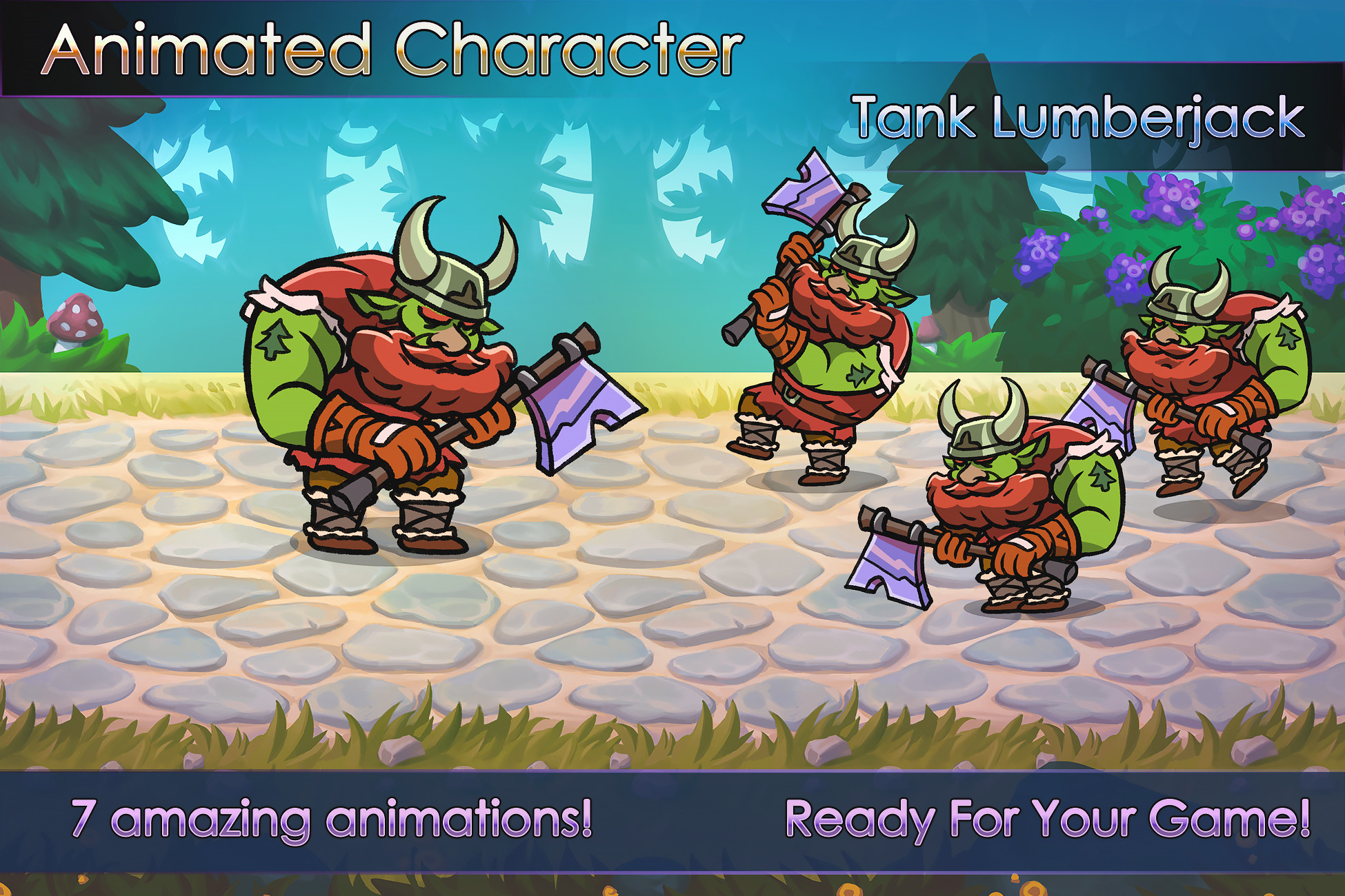 2D Animated Character - Tank Lumberjack | 2D Characters | Unity Asset Store