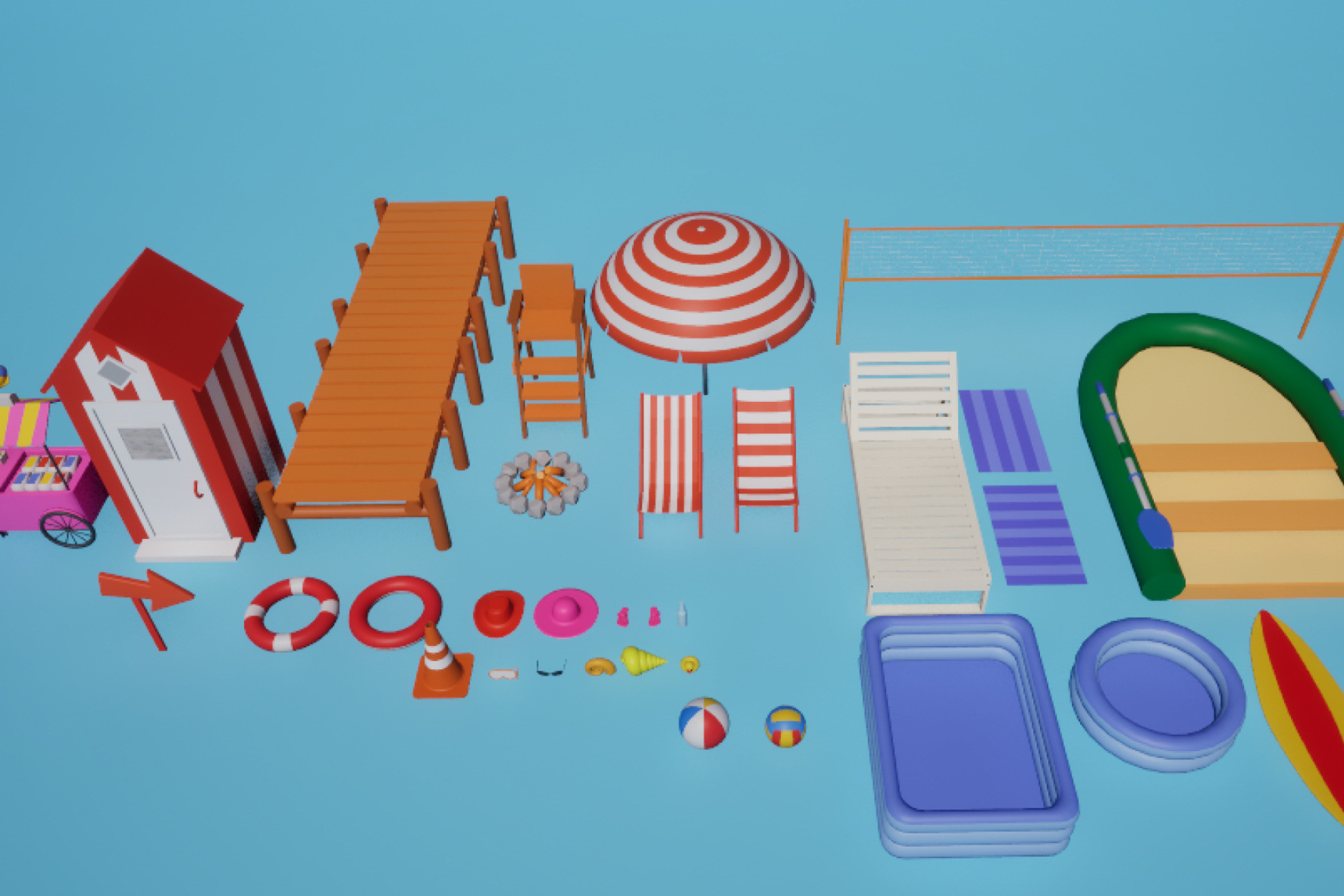 Low Poly Beach Models | 3D 소품 | Unity Asset Store