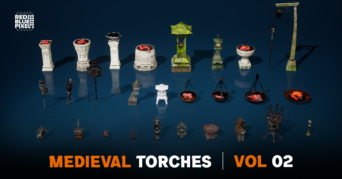 Medieval Torches Vol 02 | 3D 소품 | Unity Asset Store