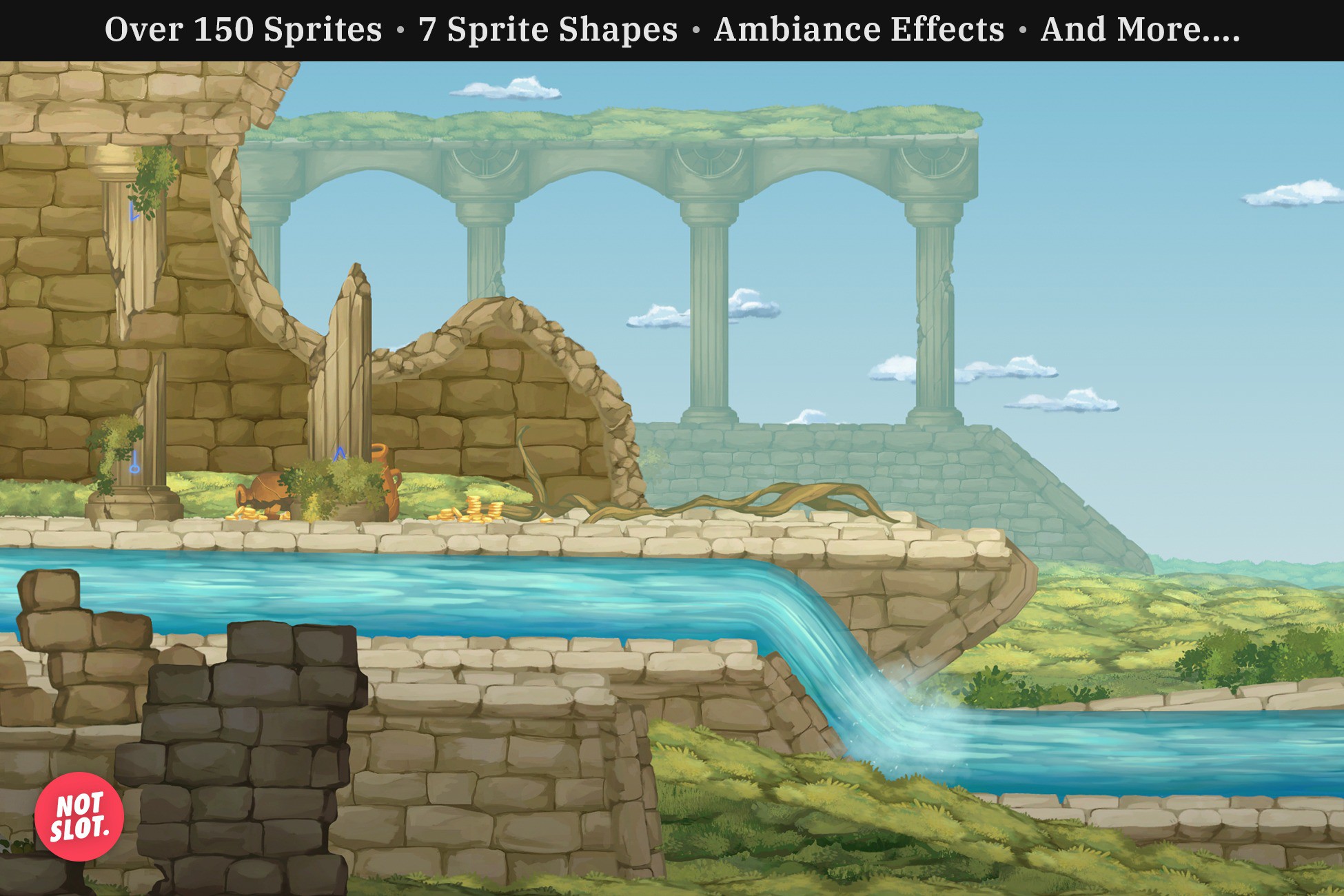 Temple 2D Hand Painted Pack | 2D Environments | Unity Asset Store