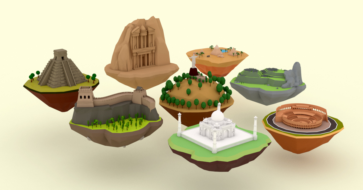 Low poly wonders of the world pack | 3D Landscapes | Unity Asset Store