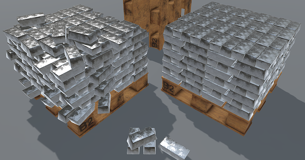 RMH Silver Bars and Pallet | 3D Props | Unity Asset Store