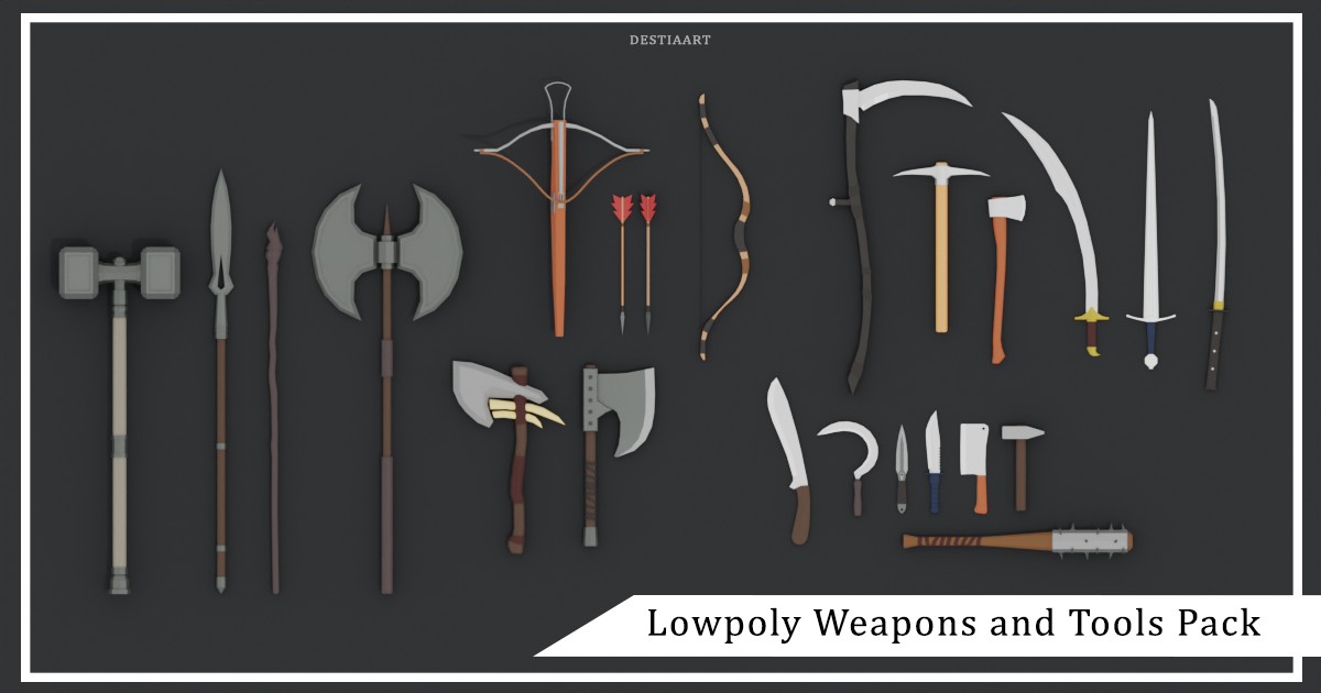Lowpoly Weapons And Tools Pack 3d Props Unity Asset Store 6451