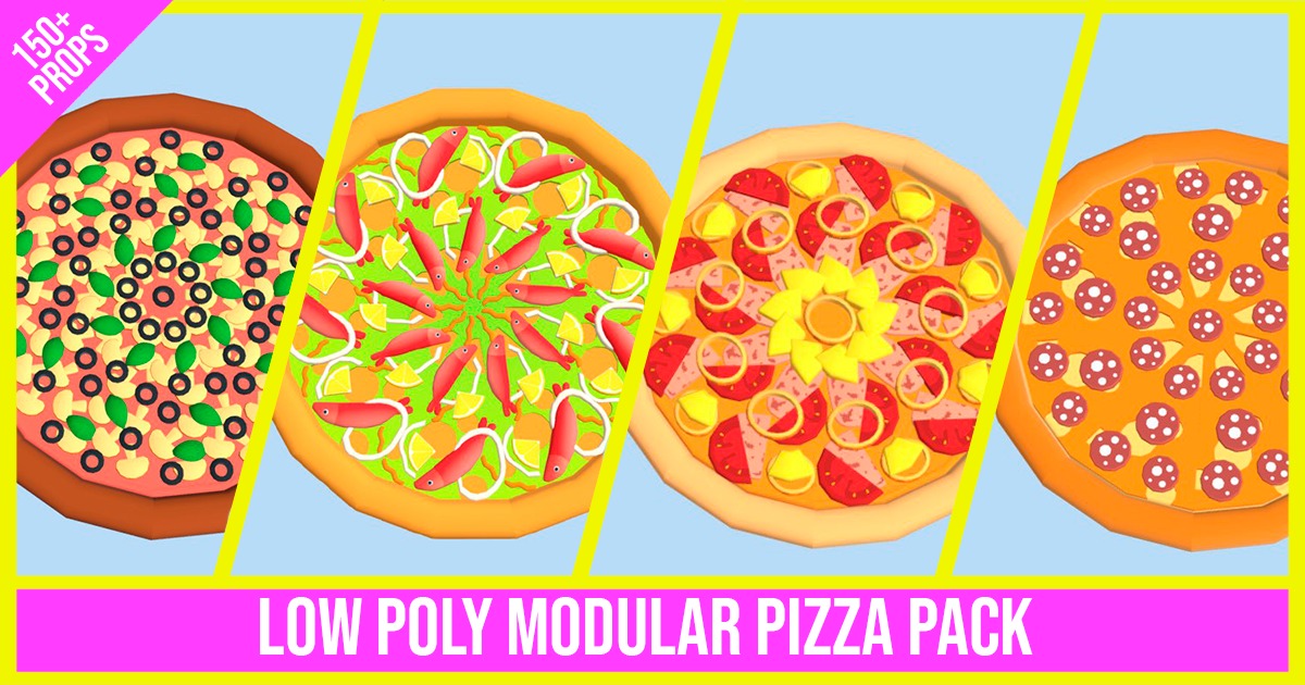 Low Poly Modular Pizza Pack (150+ Props) | 3D Food | Unity Asset Store