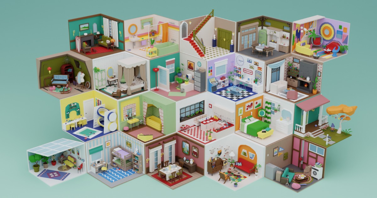 Low Poly Retro Vintage Rooms Interiors 2 | 3D Environments | Unity ...