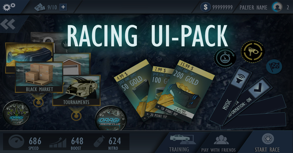 Racing UI-pack | 2D Icons | Unity Asset Store