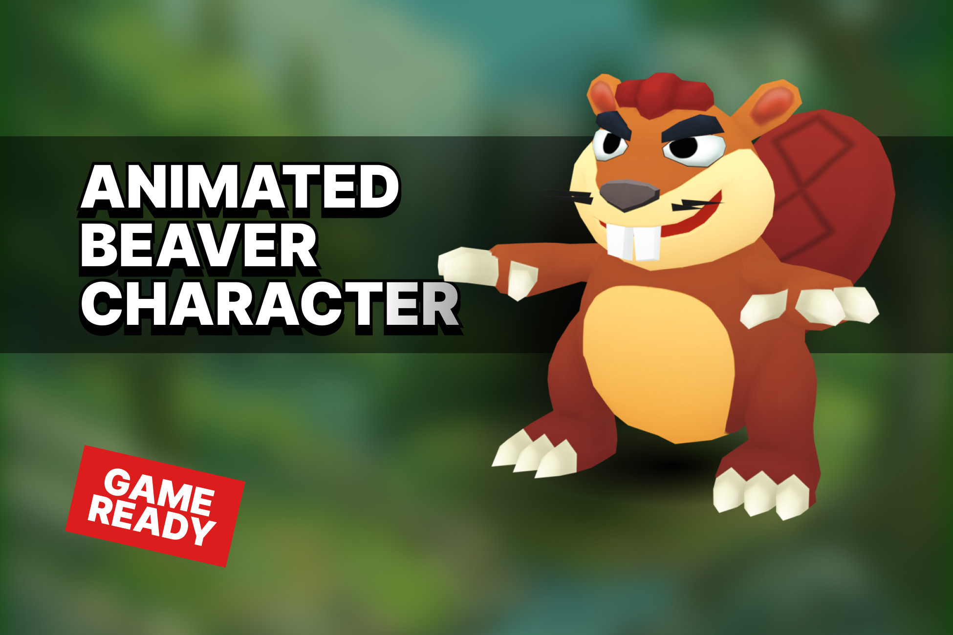 Animated Stylized fantastic Beaver cartoon lowpoly gameready enemy ...