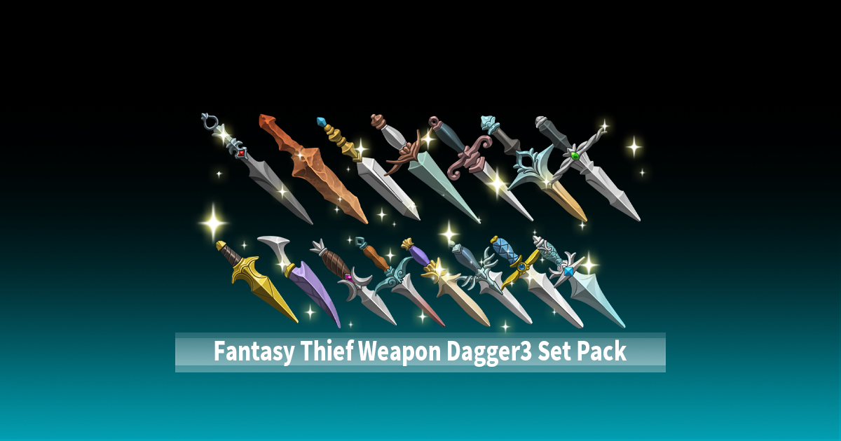 Fantasy Thief Weapon Dagger3 Set Pack | 2D Icons | Unity Asset Store