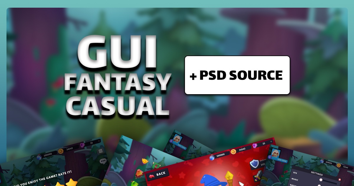 GUI Fantasy | Casual + [PSD] | 2D GUI | Unity Asset Store