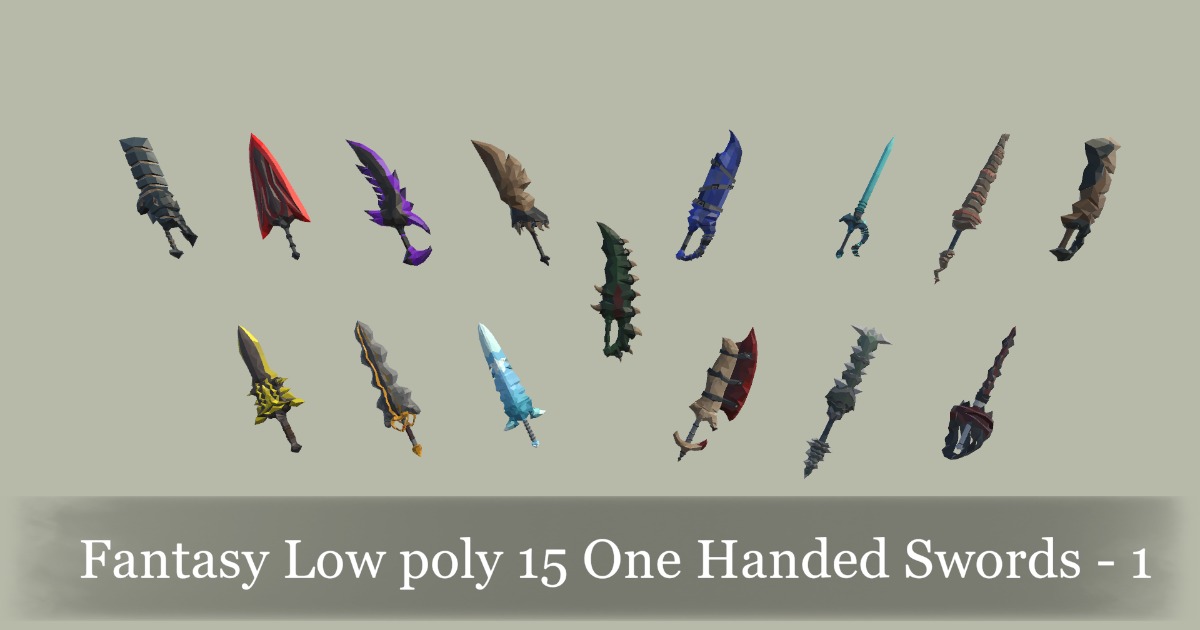 Fantasy Low poly 15 One Handed Sword for RPG - 1 | 3D 武器 | Unity Asset ...