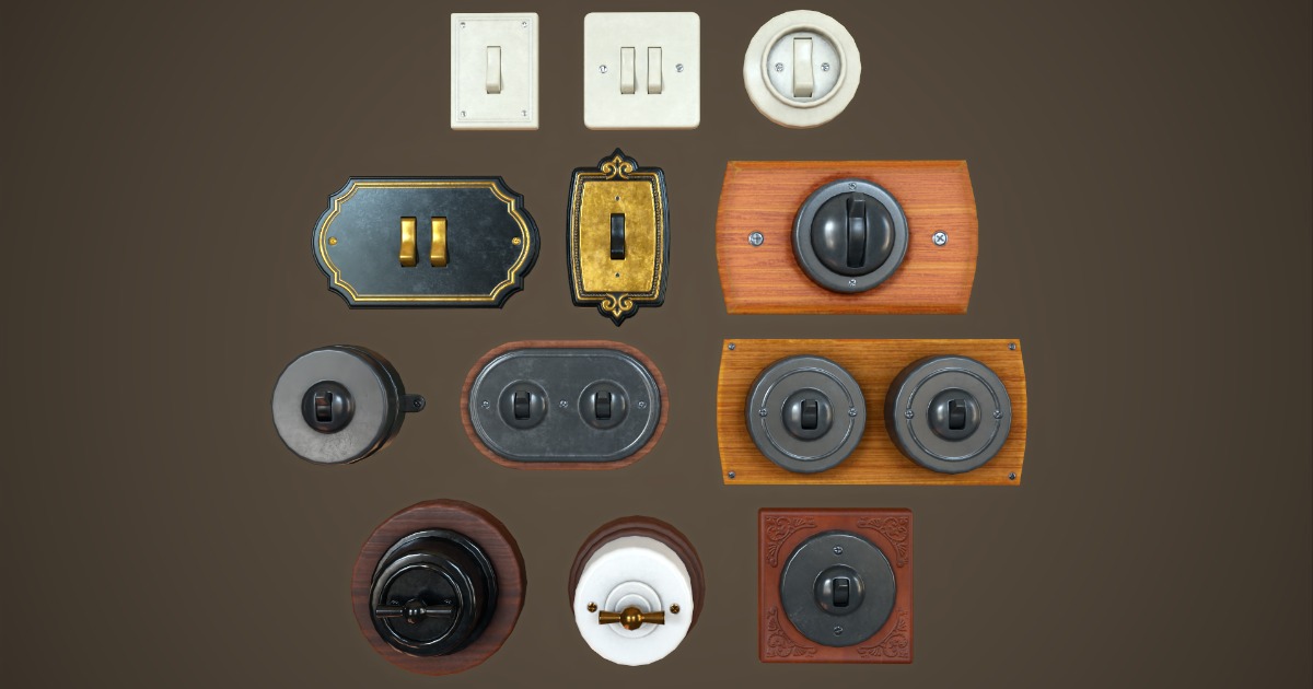 Vintage light switches | 3D Interior | Unity Asset Store