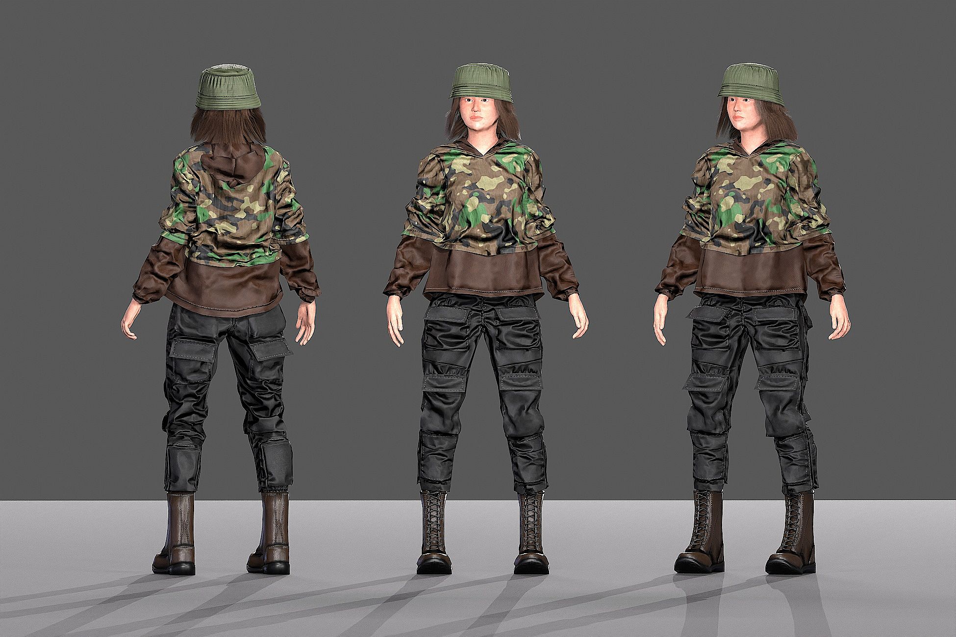 Girl in clothes military style | Characters | Unity Asset Store