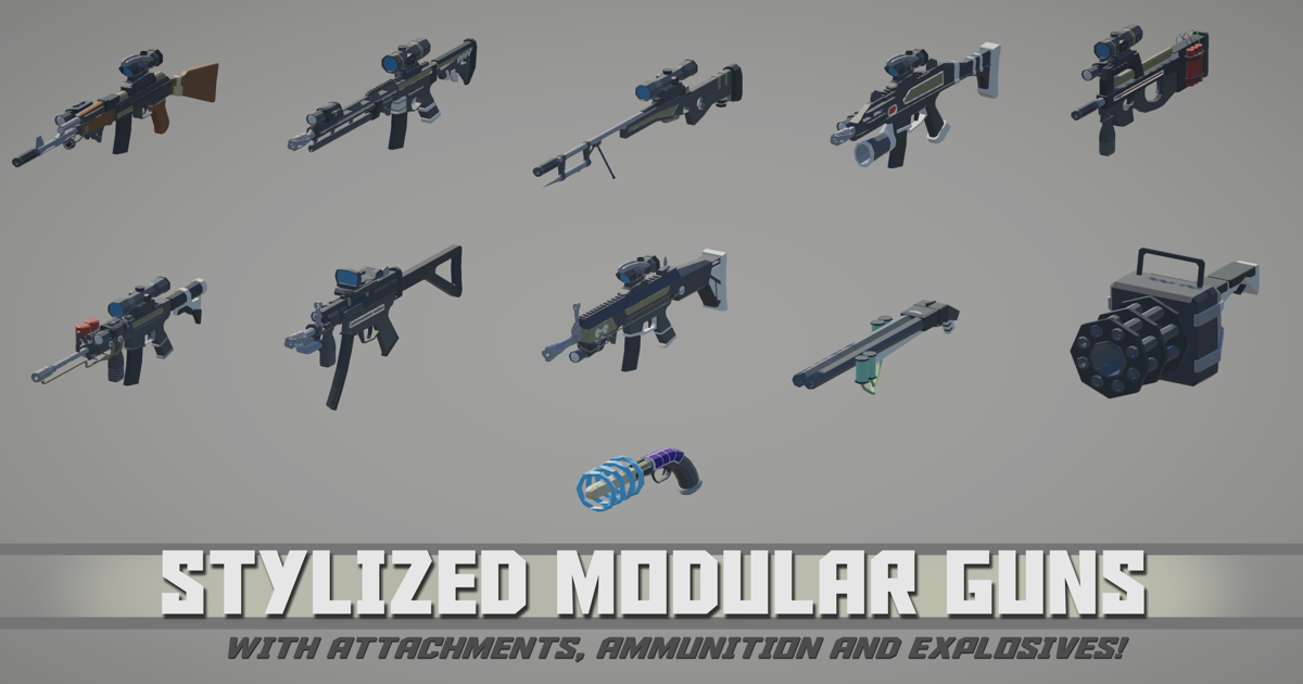 Stylized Fantasy Modular Guns | 3D Guns | Unity Asset Store