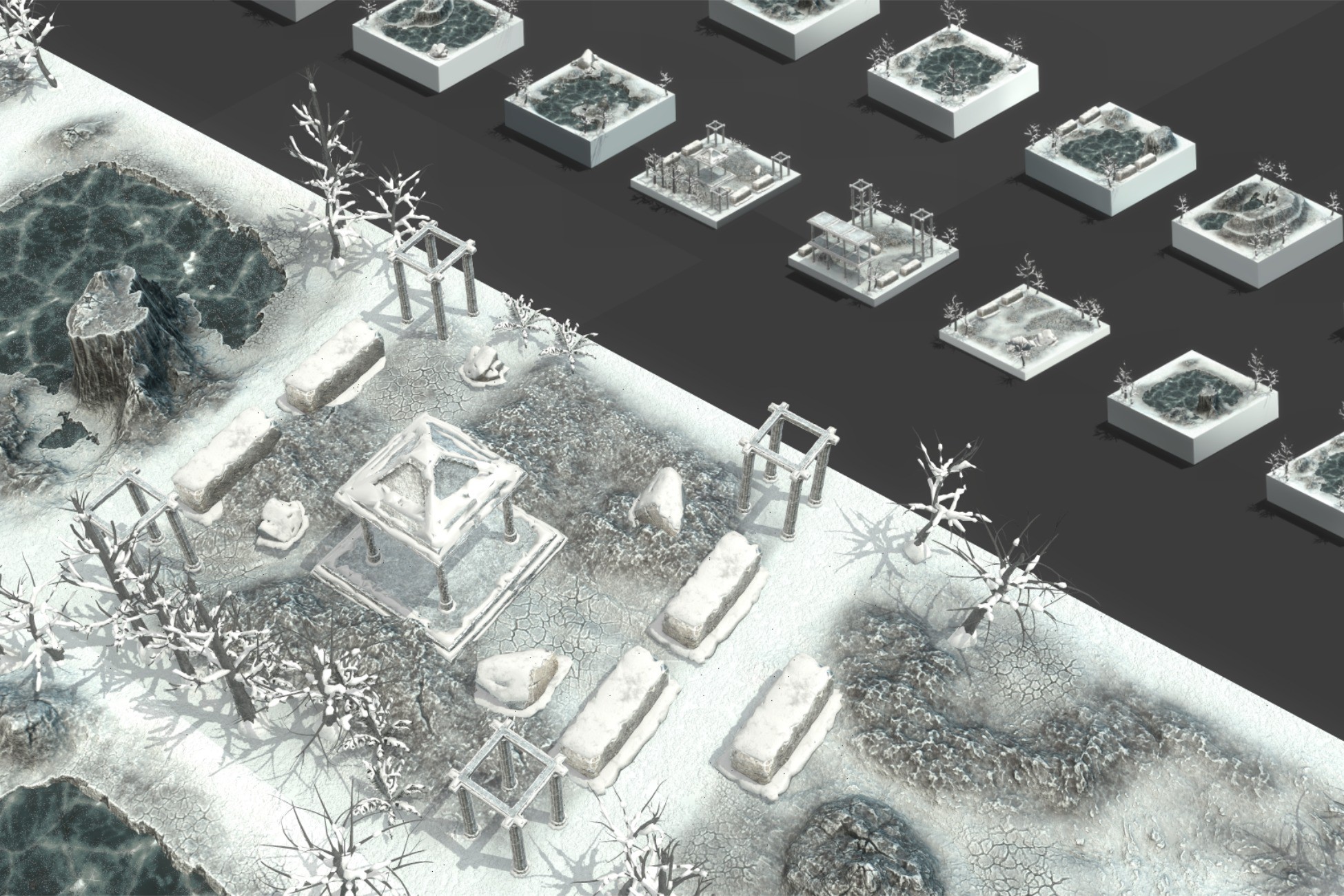 Tileable snowy winter terrain - lakes and ponds | 3D Environments | Unity Asset Store