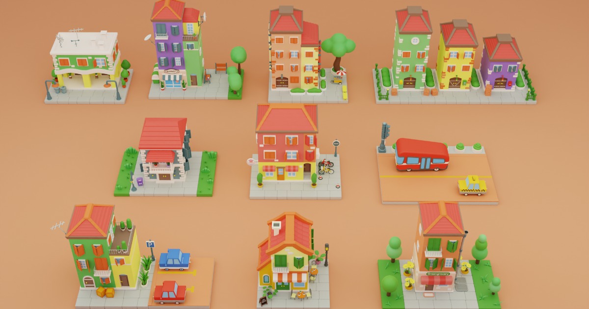 Cartoon City Islands / Exteriors | 3D Exterior | Unity Asset Store