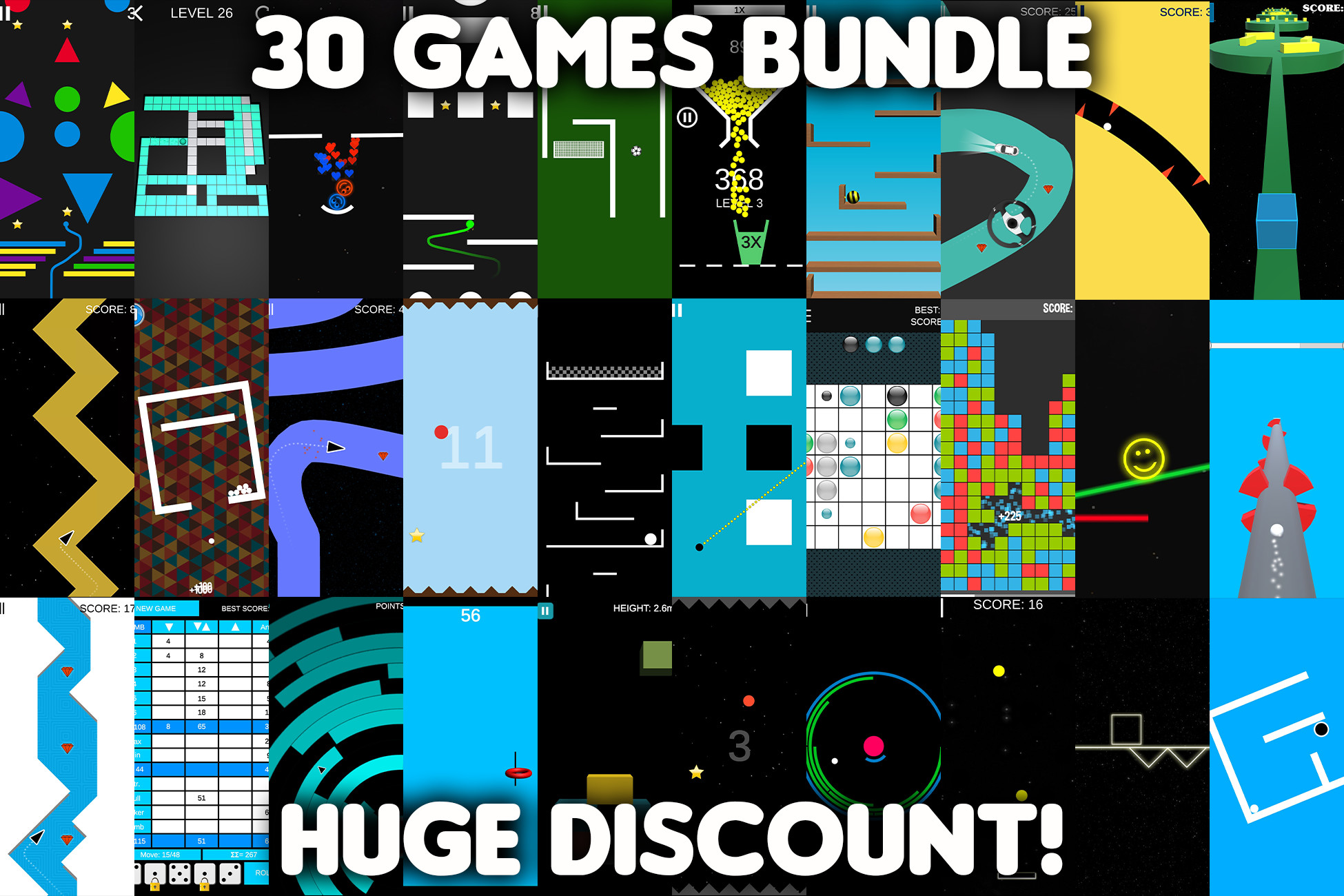 30 Games Bundle - Huge Discount - puzzle,hyper casual,retro,survival ...