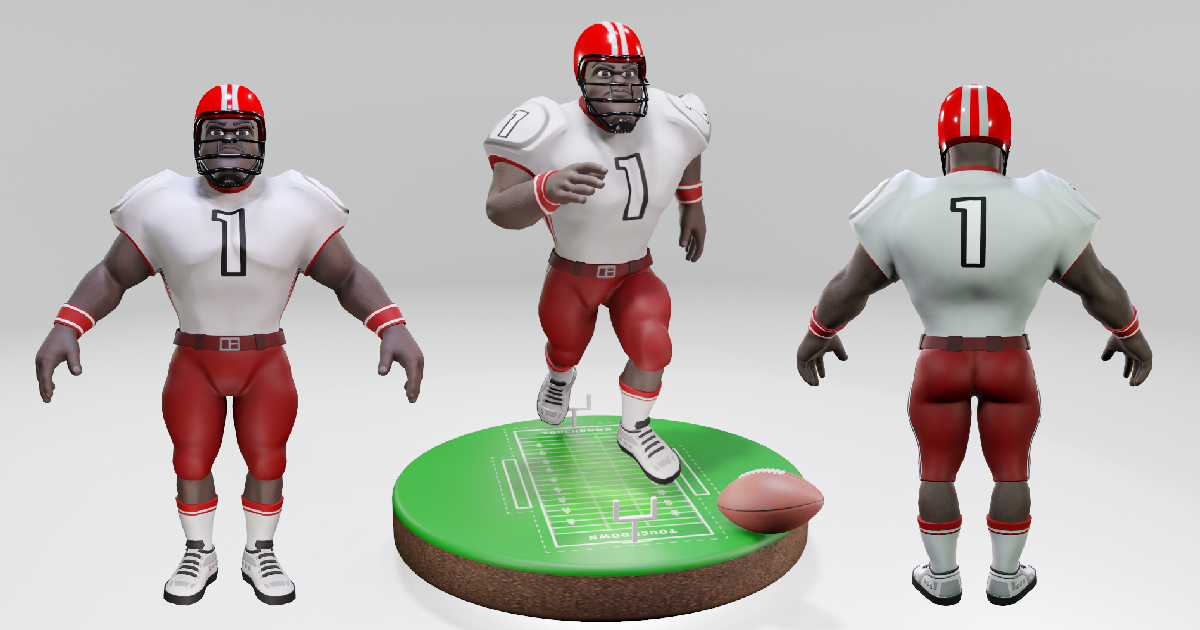 American Football Character Touchdown 04A | 3D Characters | Unity Asset ...