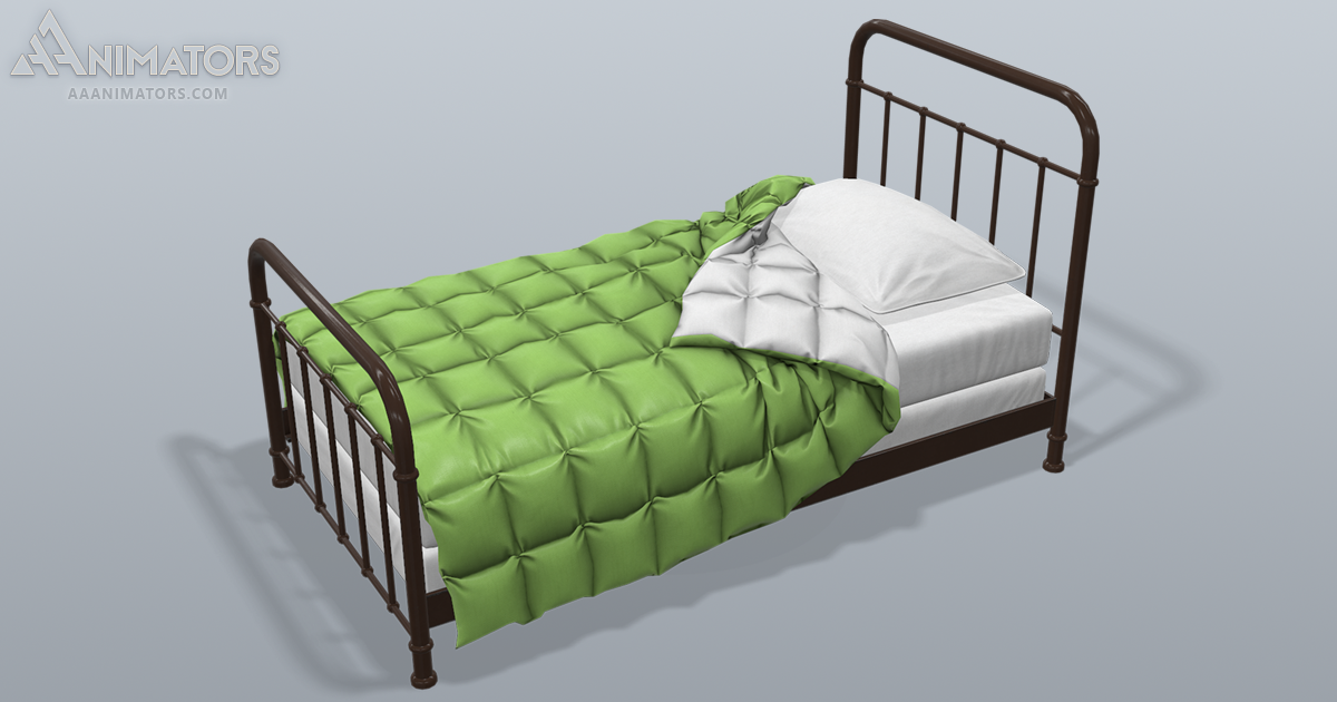 Low Poly double Bed 01 | 3D Furniture | Unity Asset Store