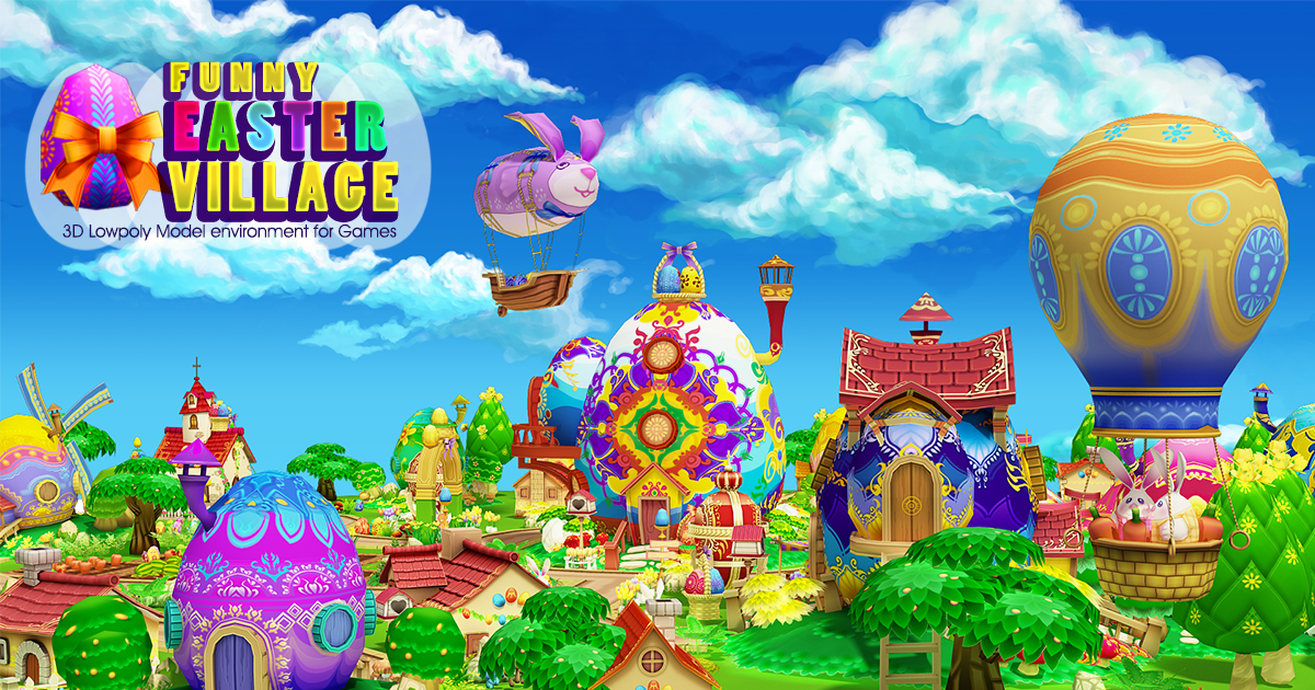 Funny Easter Village | 3D Fantasy | Unity Asset Store