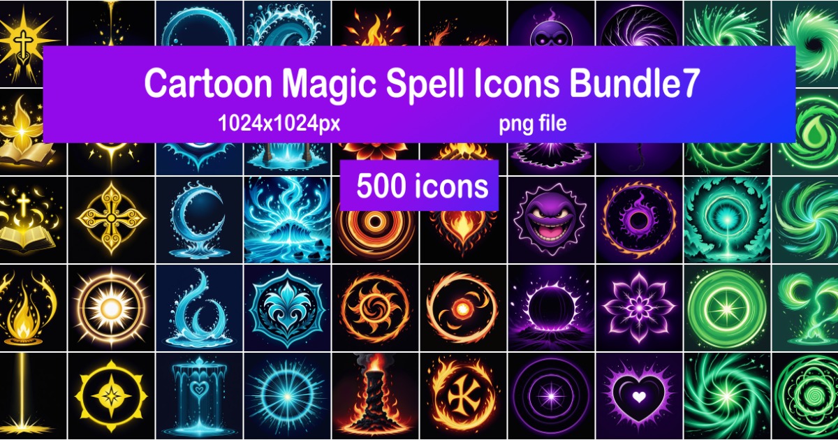 Cartoon Magic Spell Icons Bundle7 | 2D Icons | Unity Asset Store
