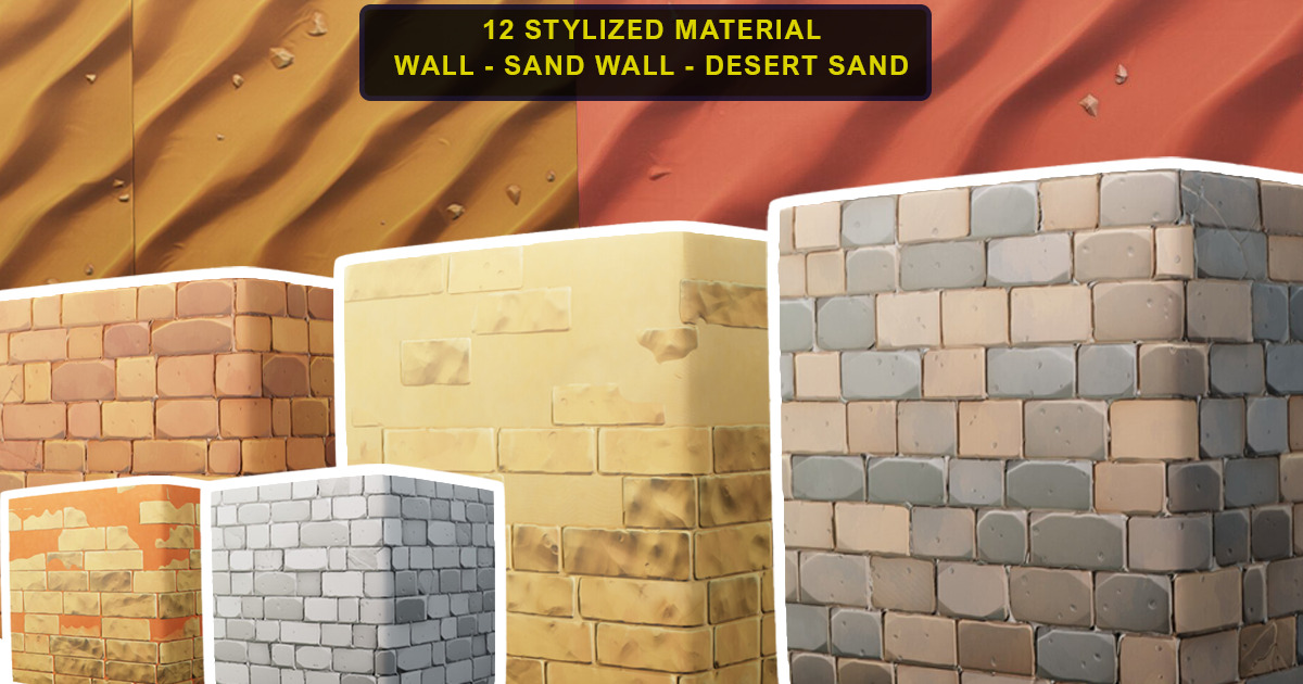Stylized tiled texture Desert Sand and Brick walls | 2D Textures ...