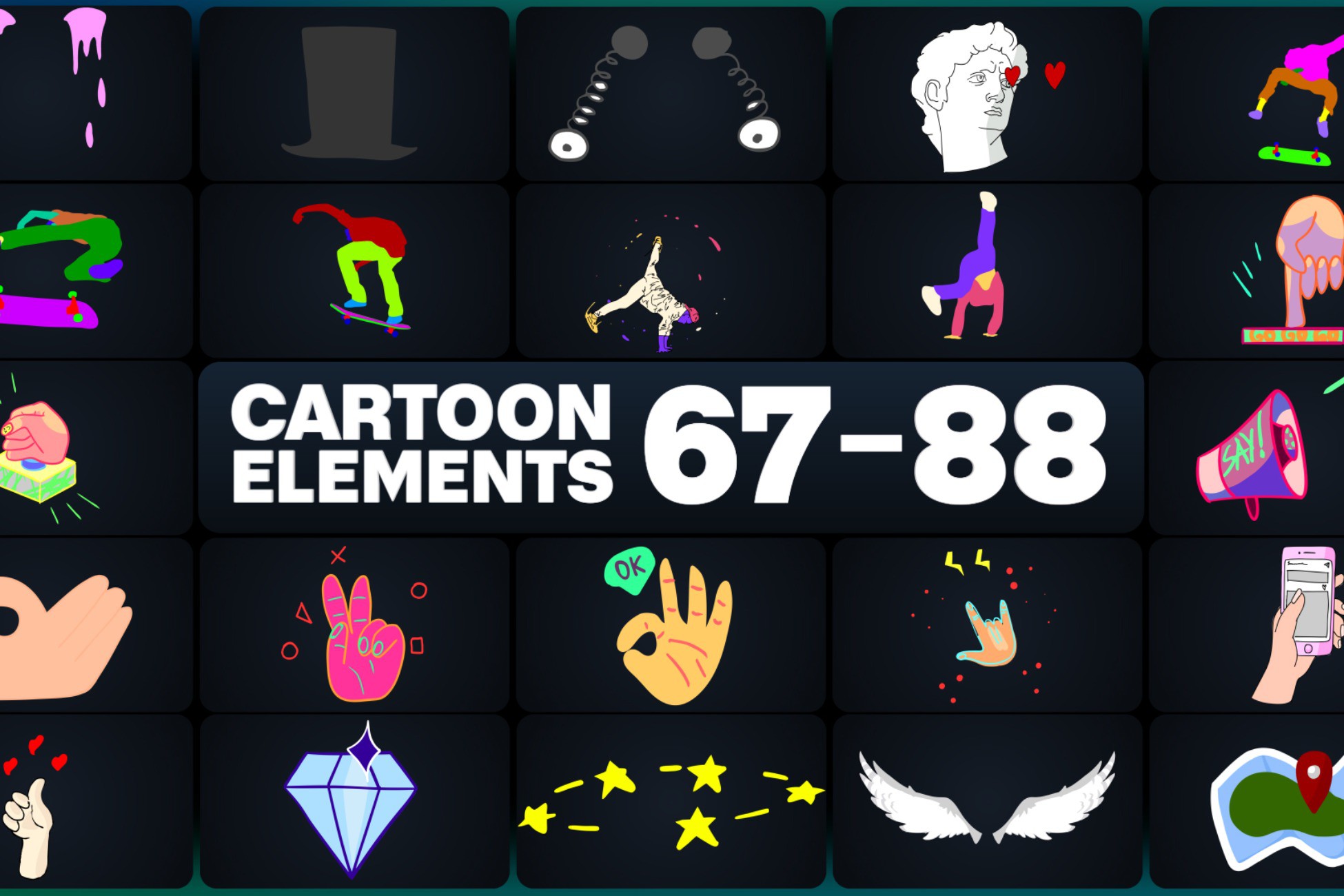 Cartoon Elements 67-88 | 2D Textures & Materials | Unity Asset Store