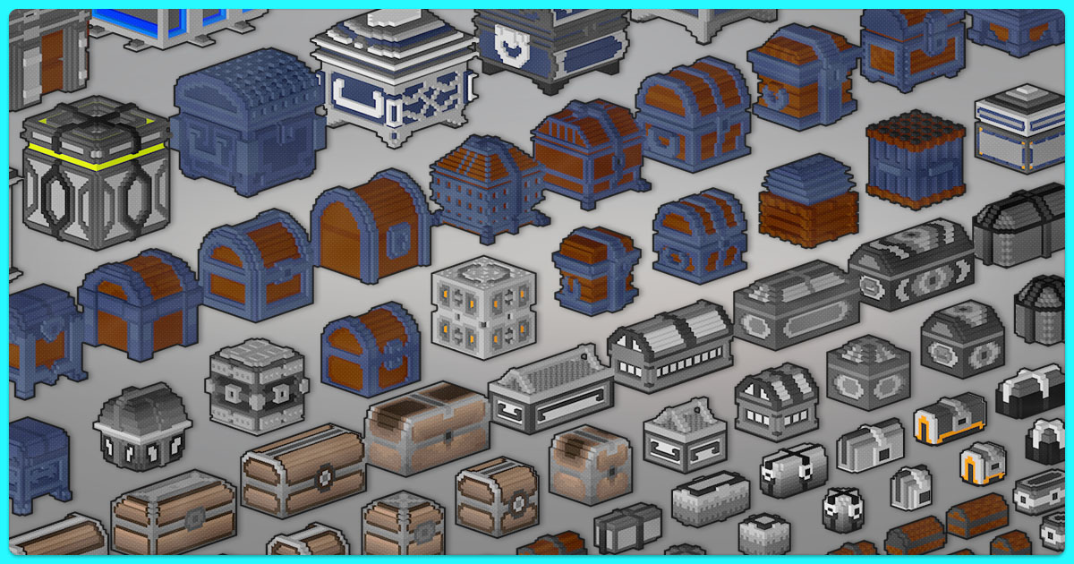 3D Voxel Box Chest - Set 001 | 3D Props | Unity Asset Store