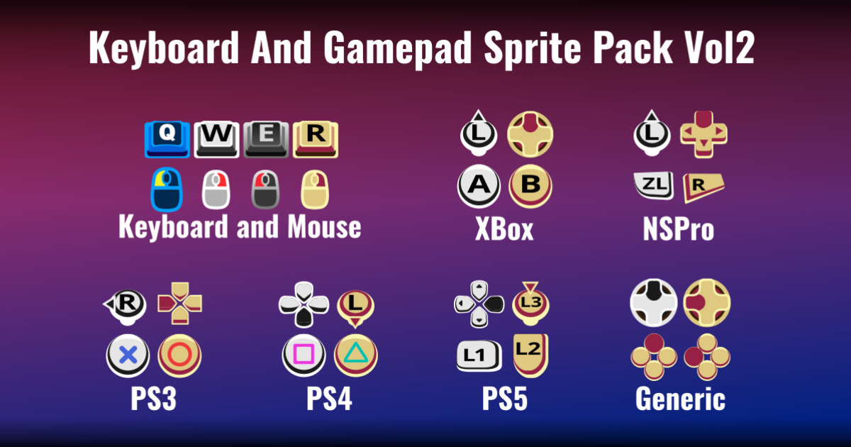 Keyboard And Gamepad Sprites Vol2 2d Icons Unity Asset Store