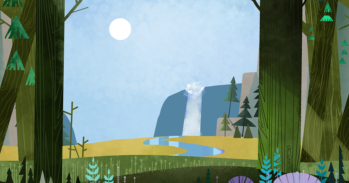 Fields mountains waterfall | 2D Environments | Unity Asset Store