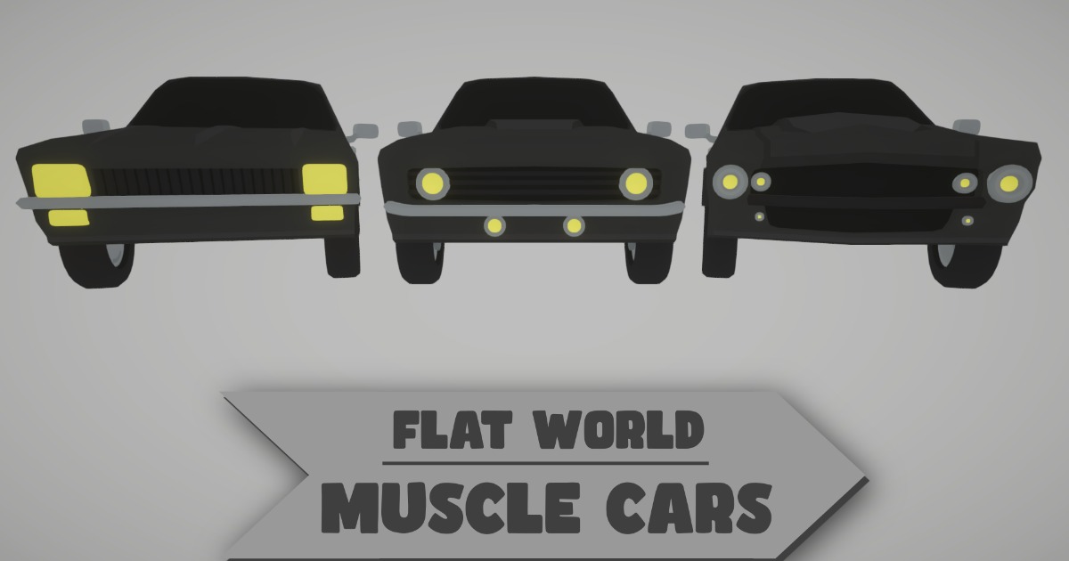 Flat World - Muscle Cars | 3D Land | Unity Asset Store