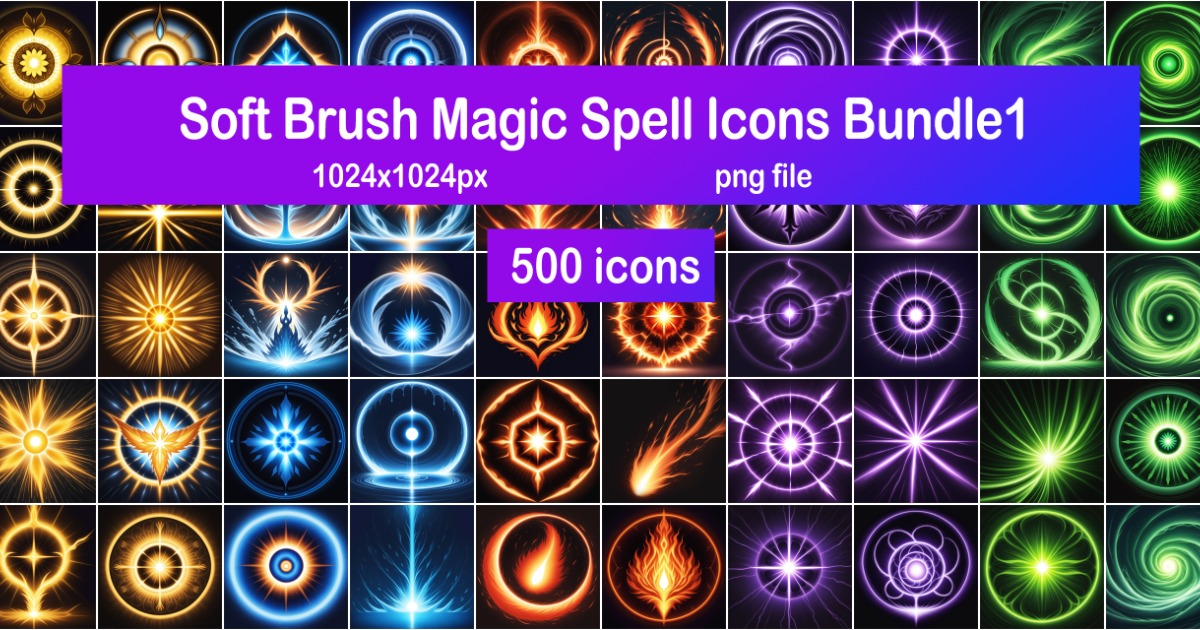 Soft Brush Magic Spell Icons Bundle1 | 2D Icons | Unity Asset Store