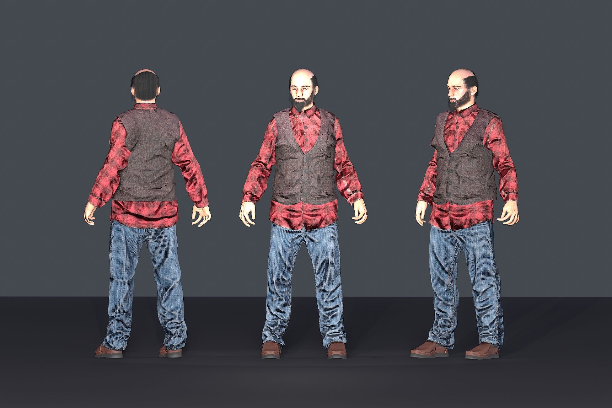 Beard man in jeans and shirt | Characters | Unity Asset Store