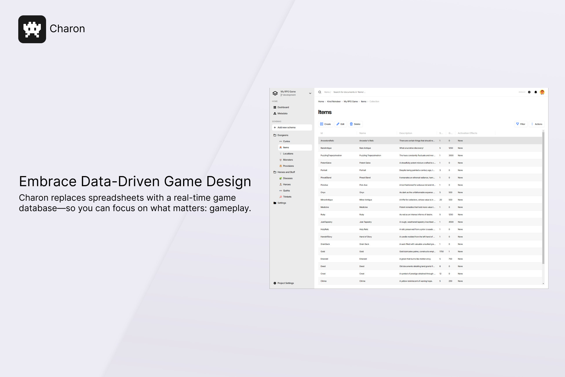 Charon - Game Data Editor | Visual Scripting | Unity Asset Store