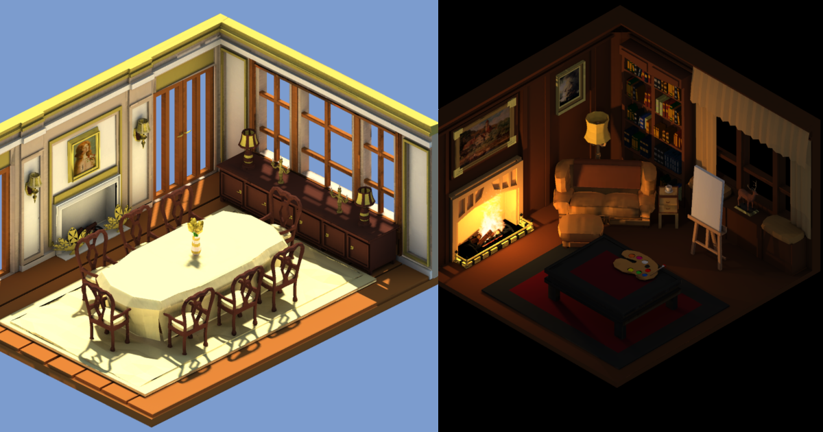 Low poly mansion house interiors | 3D Urban | Unity Asset Store