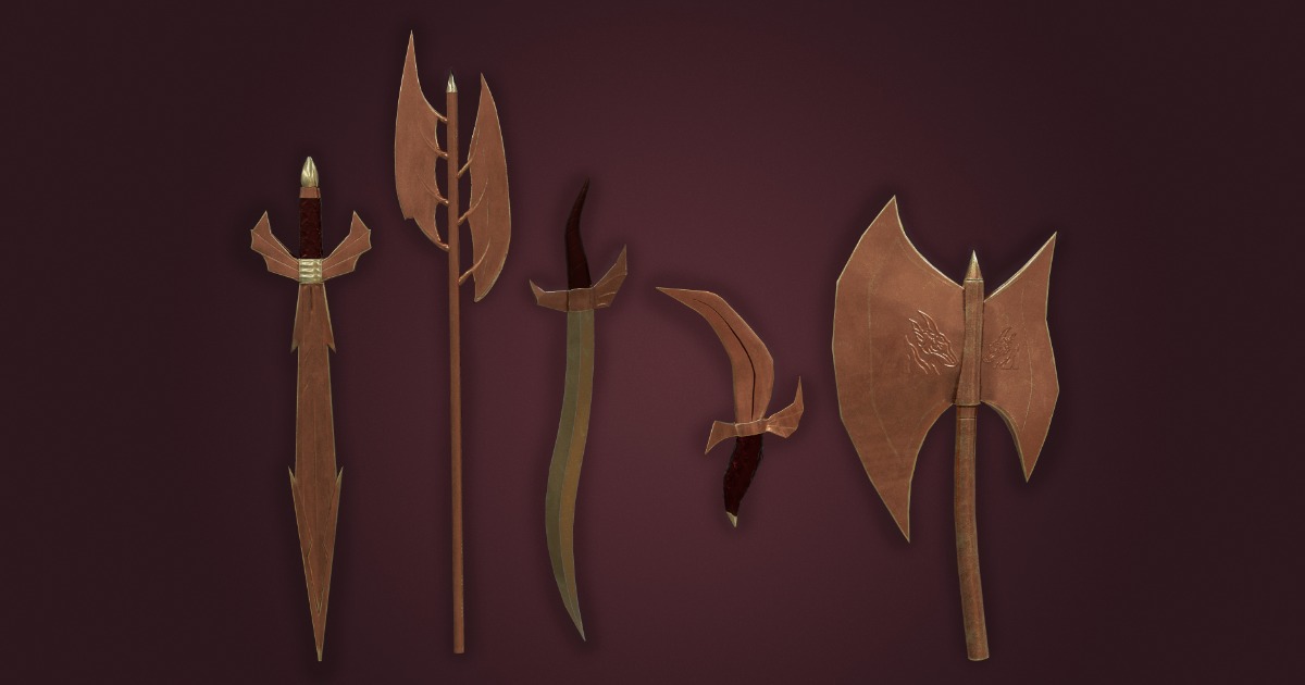 Dragon Bronze Weapons Game Ready PBR Low-poly 3D model | 3D Weapons ...