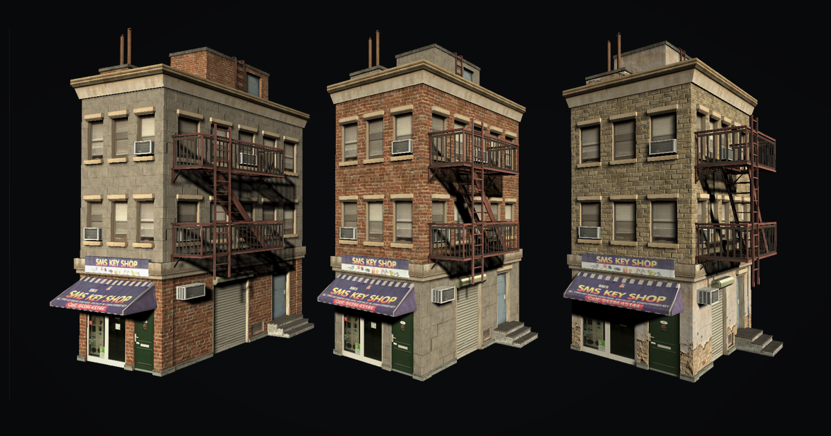 Customizable city building Low-poly 3D model (Type01) | 3D Urban ...