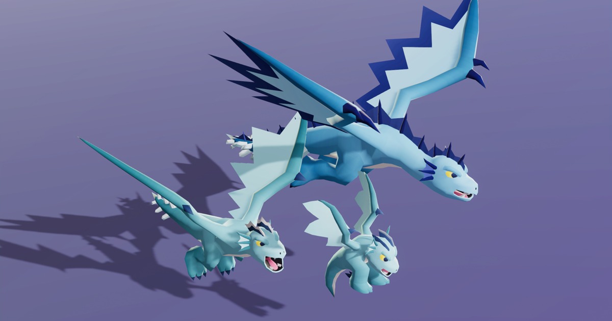 Dragon Ice Water Evolution Pack Cute Series | 3D Creatures | Unity ...
