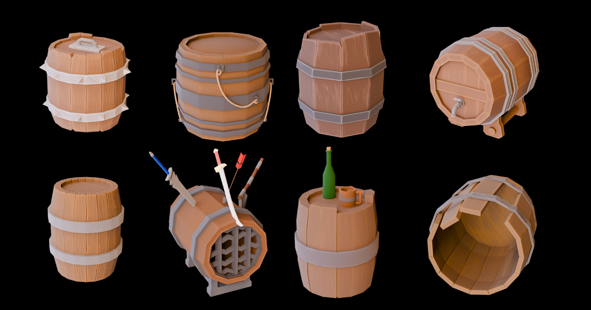 Stylized Barrels - Stylized Asset Pack by Ake | 3D Furniture | Unity ...