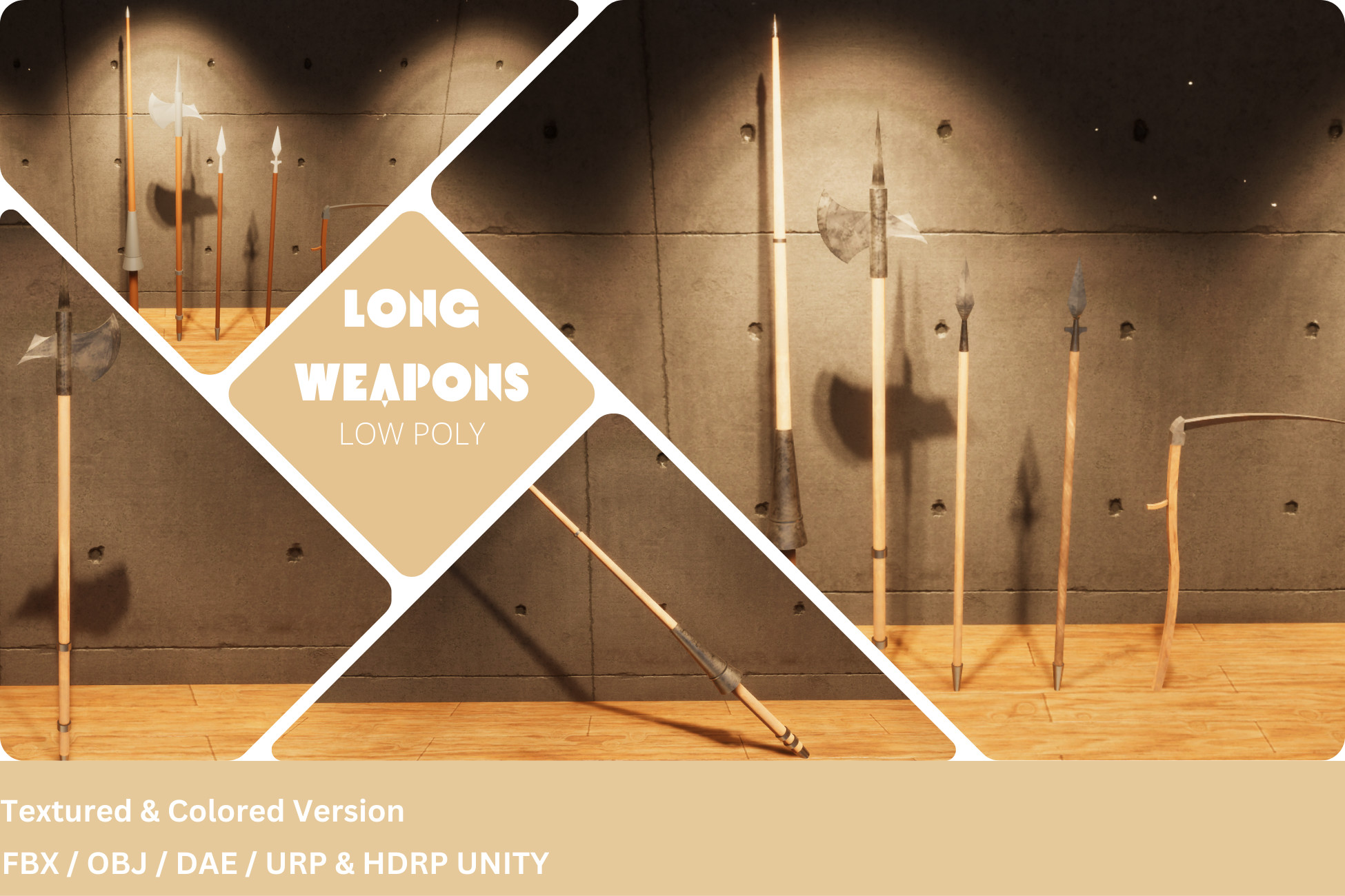 Long Weapons - Lowpoly Textured and Colorbased HDRP | 3D Weapons ...