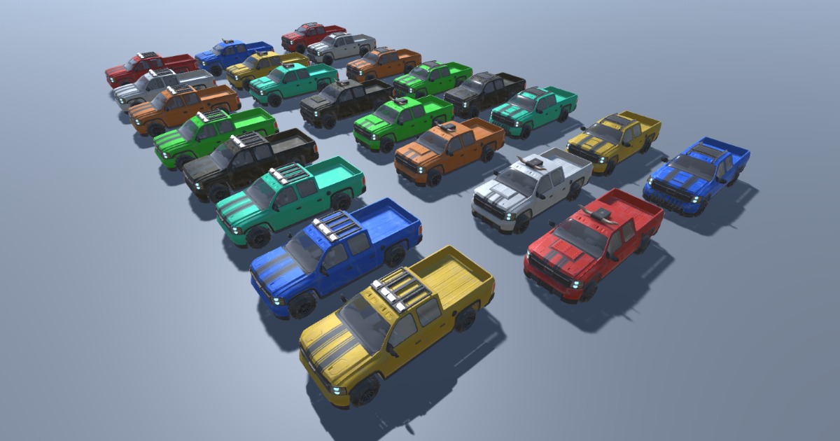 Pickup Truck with interiors PolyScript | 3D Land | Unity Asset Store