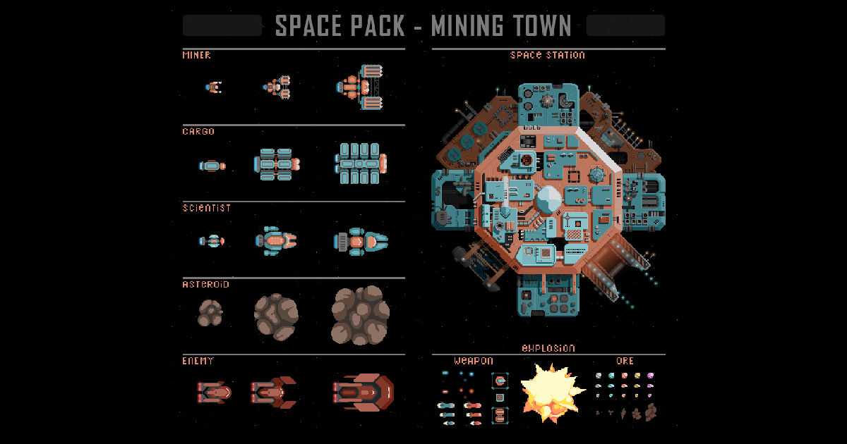 2D Space pack - Mining Town | 2D Environments | Unity Asset Store