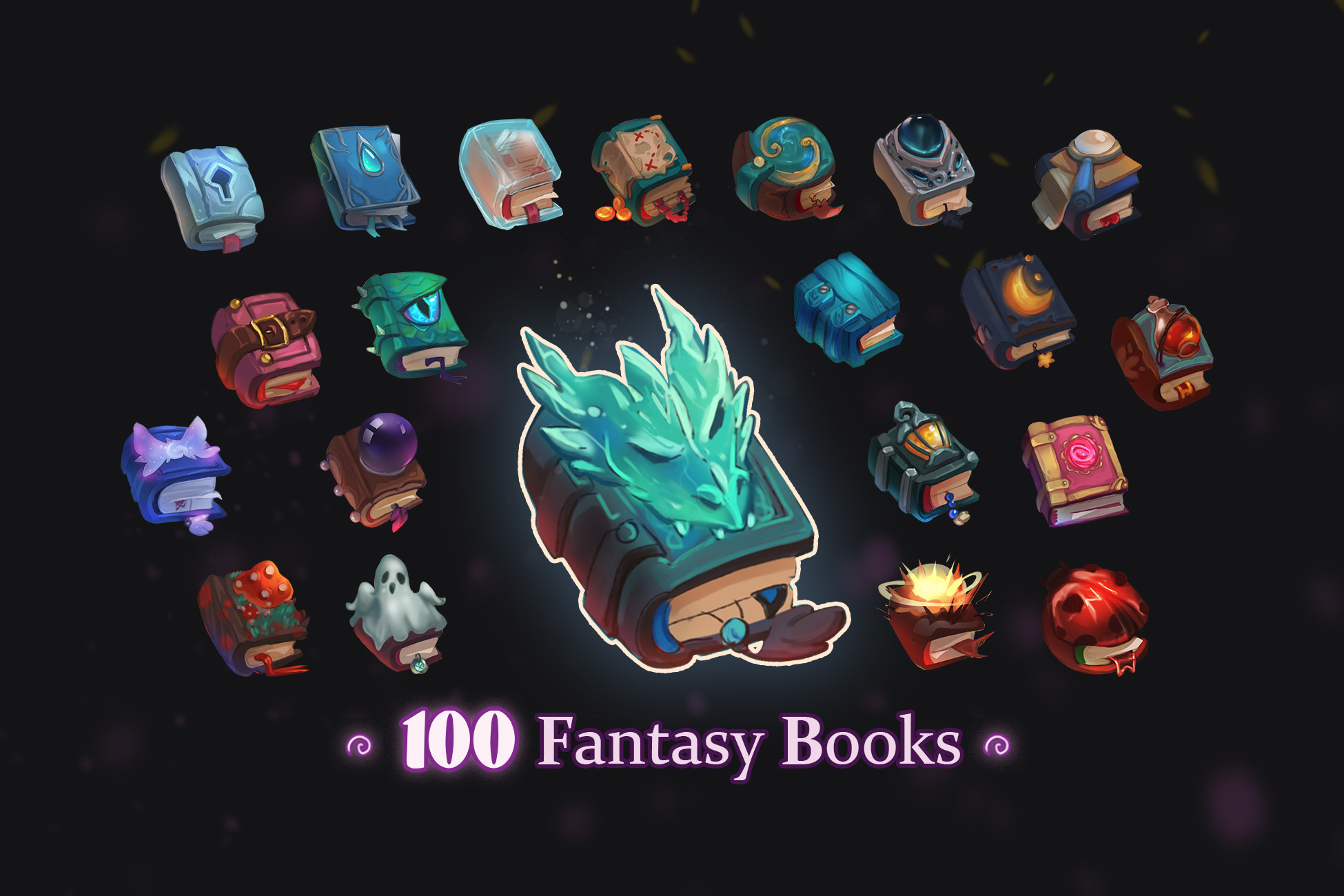 100 Fantasy Books | 2D Icons | Unity Asset Store