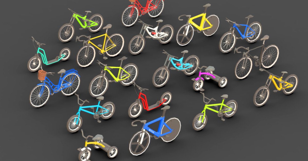 Low-Poly Bicycle Pack | 3D Land | Unity Asset Store