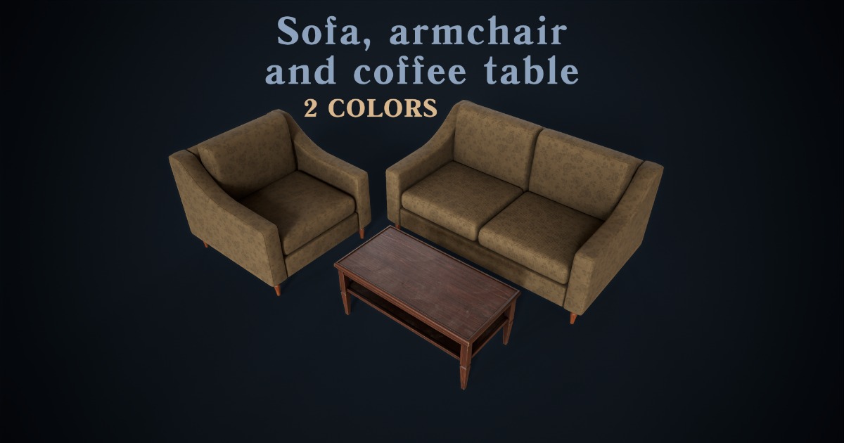 Sofa armchair and coffee table | 3D Furniture | Unity Asset Store