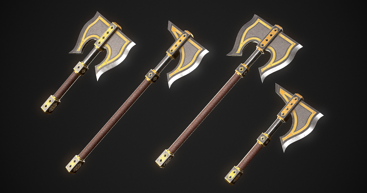 Fantasy Axe 1 - 4 Variations | 3D Weapons | Unity Asset Store
