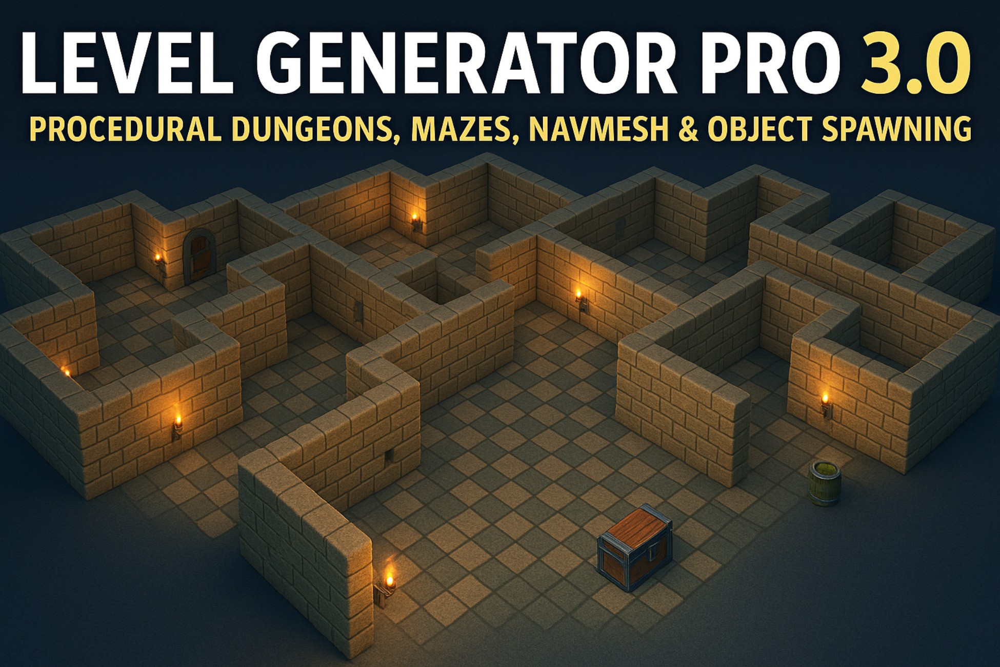 Level Generator Pro 3.0 - Procedural Dungeons, Mazes, NavMesh & Object ...